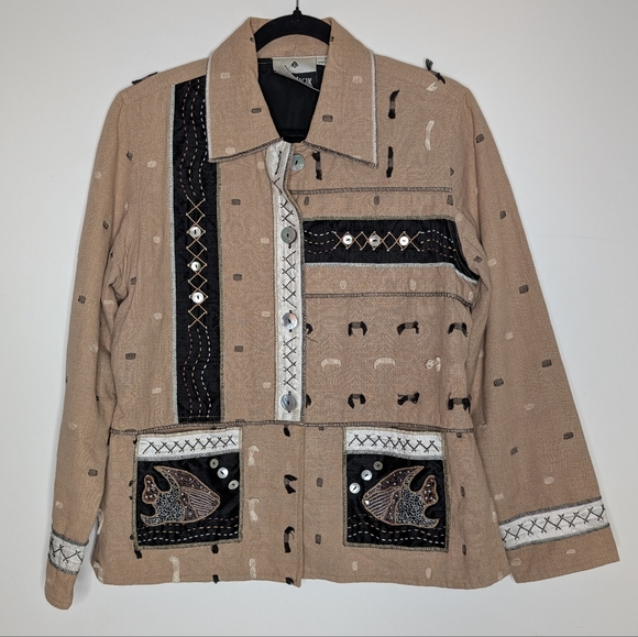 Coldwater Creek | Jackets & Coats | Vintage Yak Magik Embroidered Tan ...